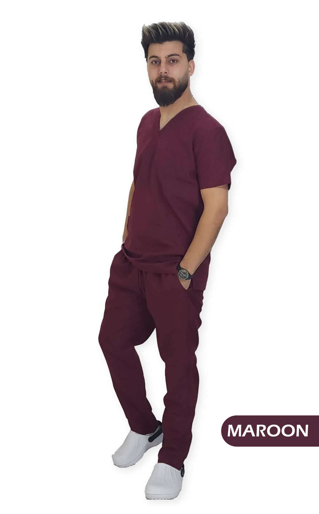 Scrub Suit uniforms Maroon design1-NORMAL SIZE - scrub suit uniforms alwadi