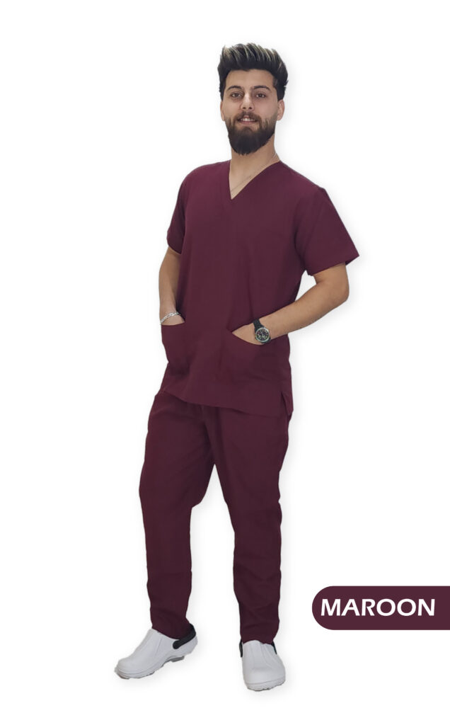 Scrub Suit uniforms Maroon design1-NORMAL SIZE - scrub suit uniforms alwadi