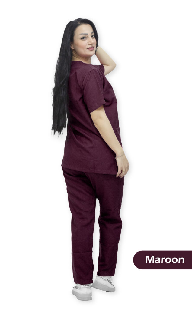 Scrub Suit uniforms Maroon design1-NORMAL SIZE - scrub suit uniforms alwadi