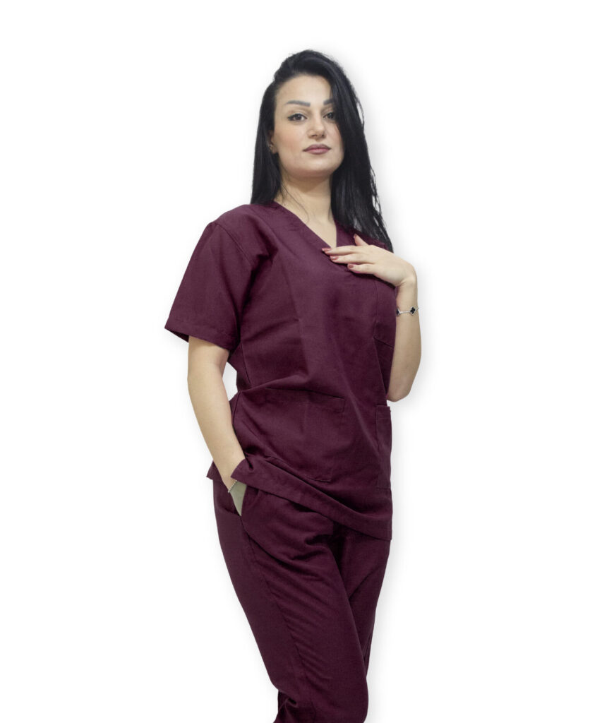 Scrub Suit uniforms Maroon design1-NORMAL SIZE - scrub suit uniforms alwadi