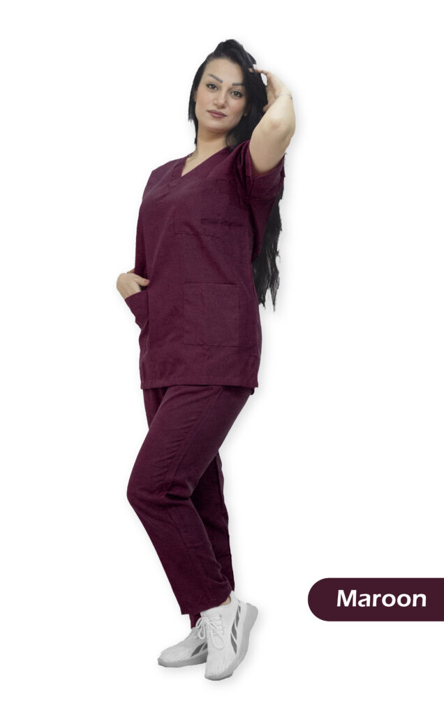 Scrub Suit uniforms Maroon design1-NORMAL SIZE - scrub suit uniforms alwadi